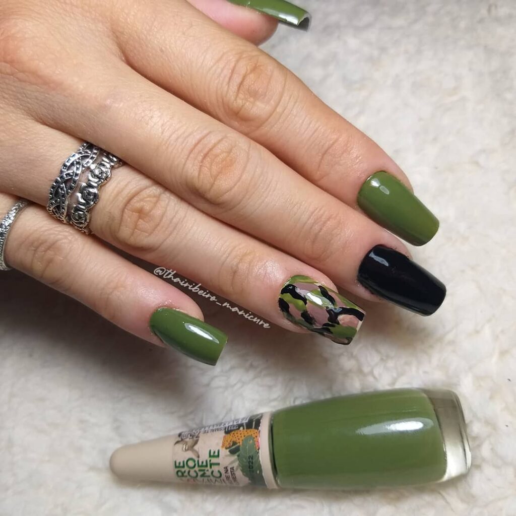 Esmalte verde militar: 35 ideias e tutoriais para unhas incríveis
