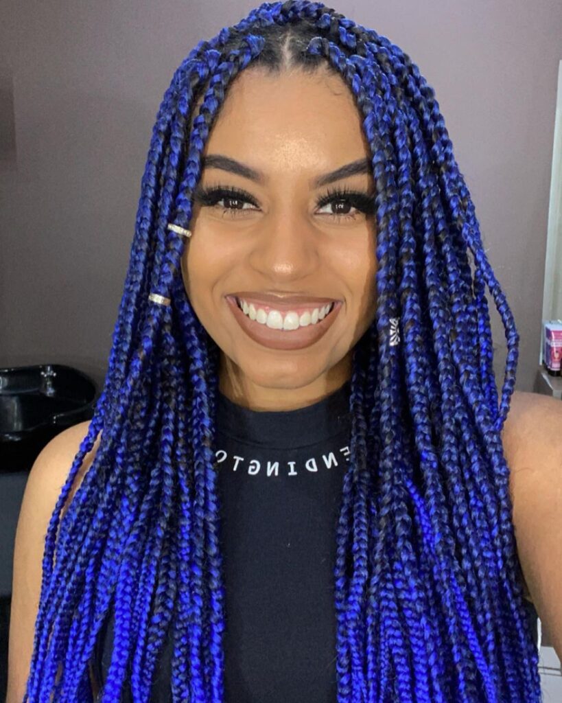Box braids azul: 35 fotos e tutoriais para ter tranças arrasadoras